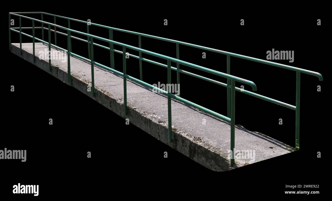 Concrete bridge with iron pipe railings. Isolated on white Stock Photo ...