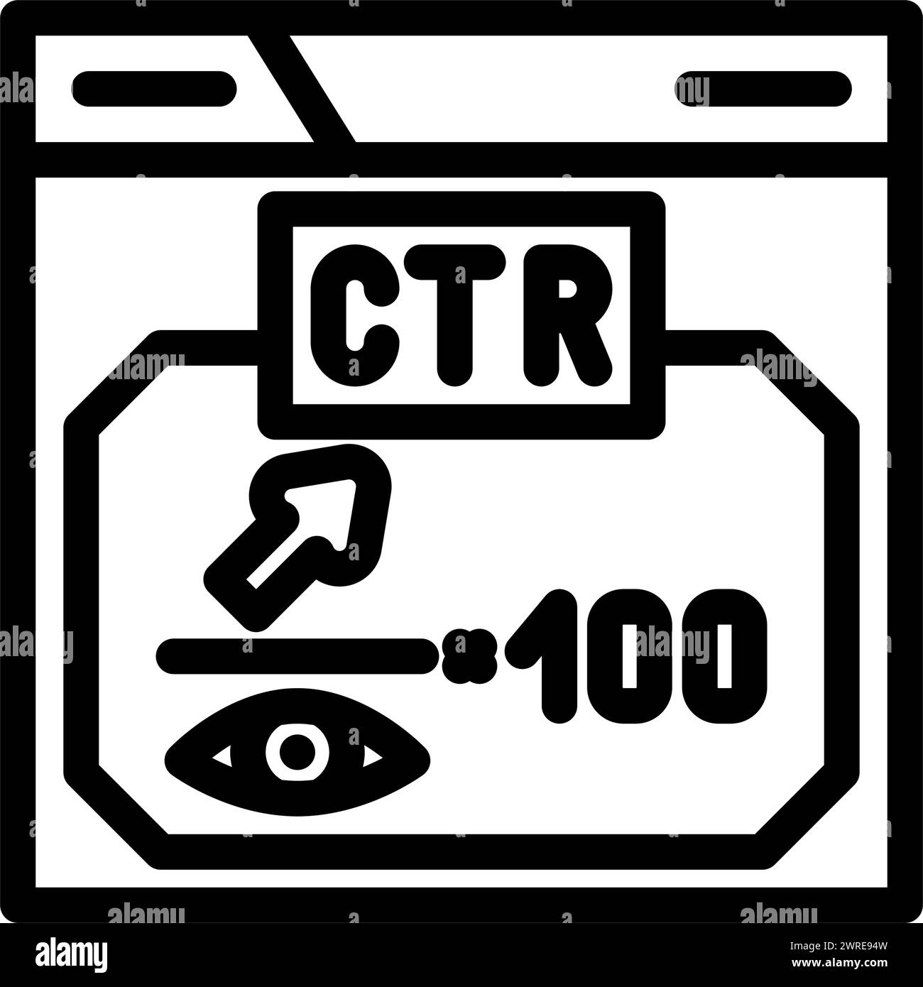 Ctr Click Through Rate Seo Line Icon Vector Illustration Stock Vector