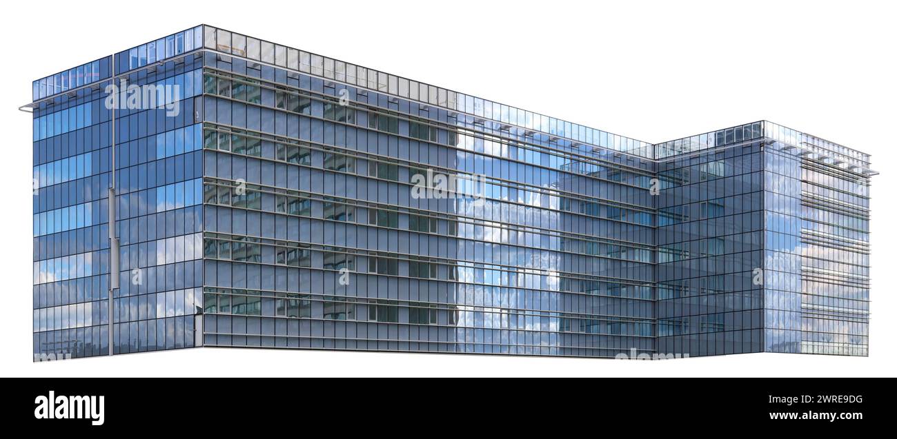 Modern standard noname building made of glass, steel and concrete ...