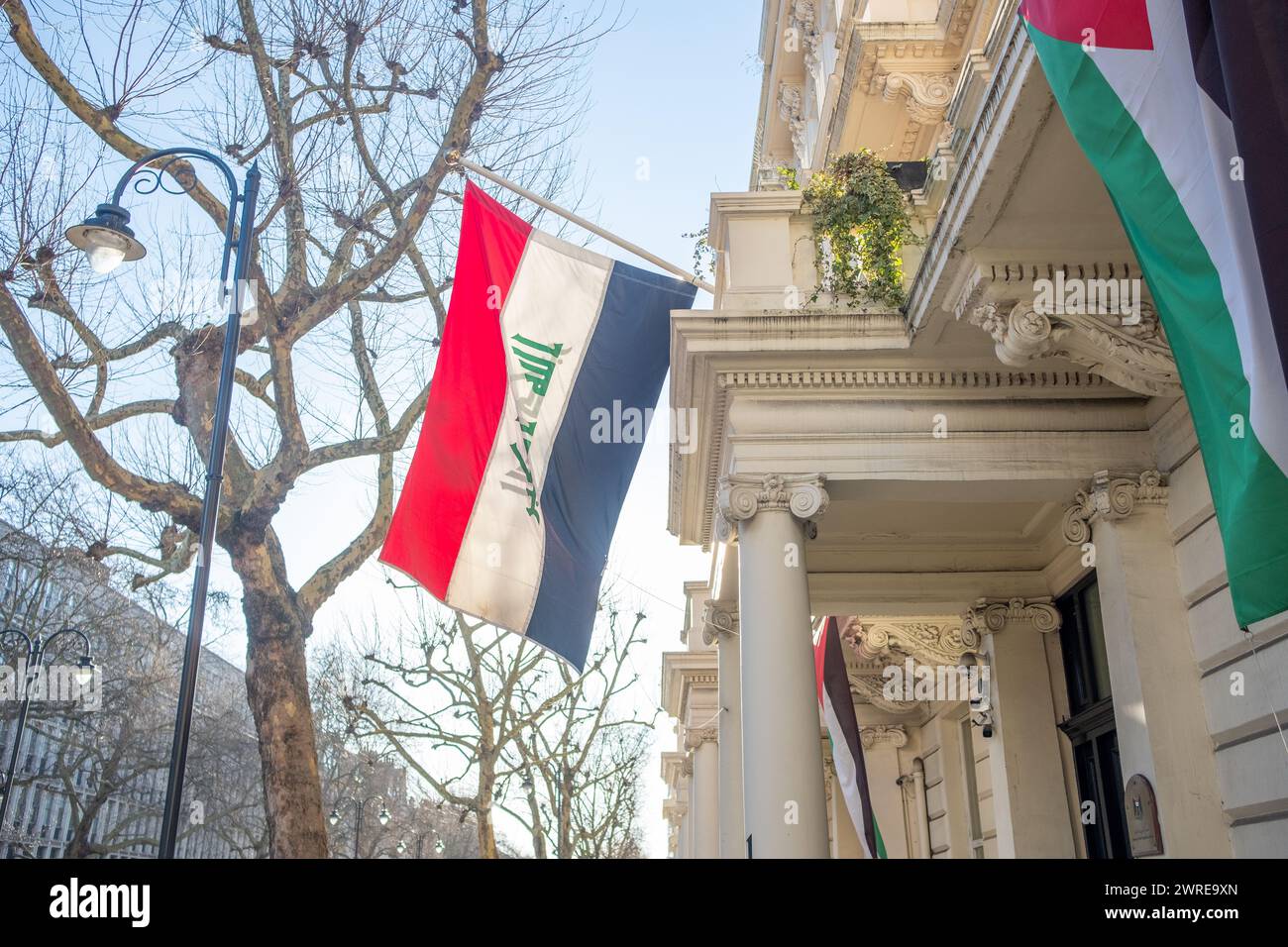 LONDON, JANUARY, 2024: Iraq embassy on Queens Gate in SW3 with ...