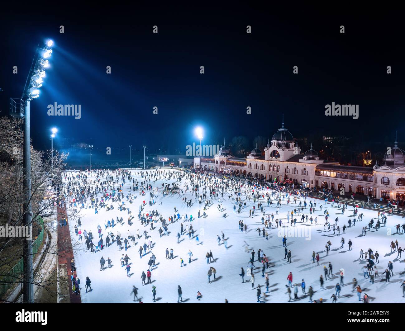 Famous Ice skate rink in Budapest city, Hungary. This place is open up ...