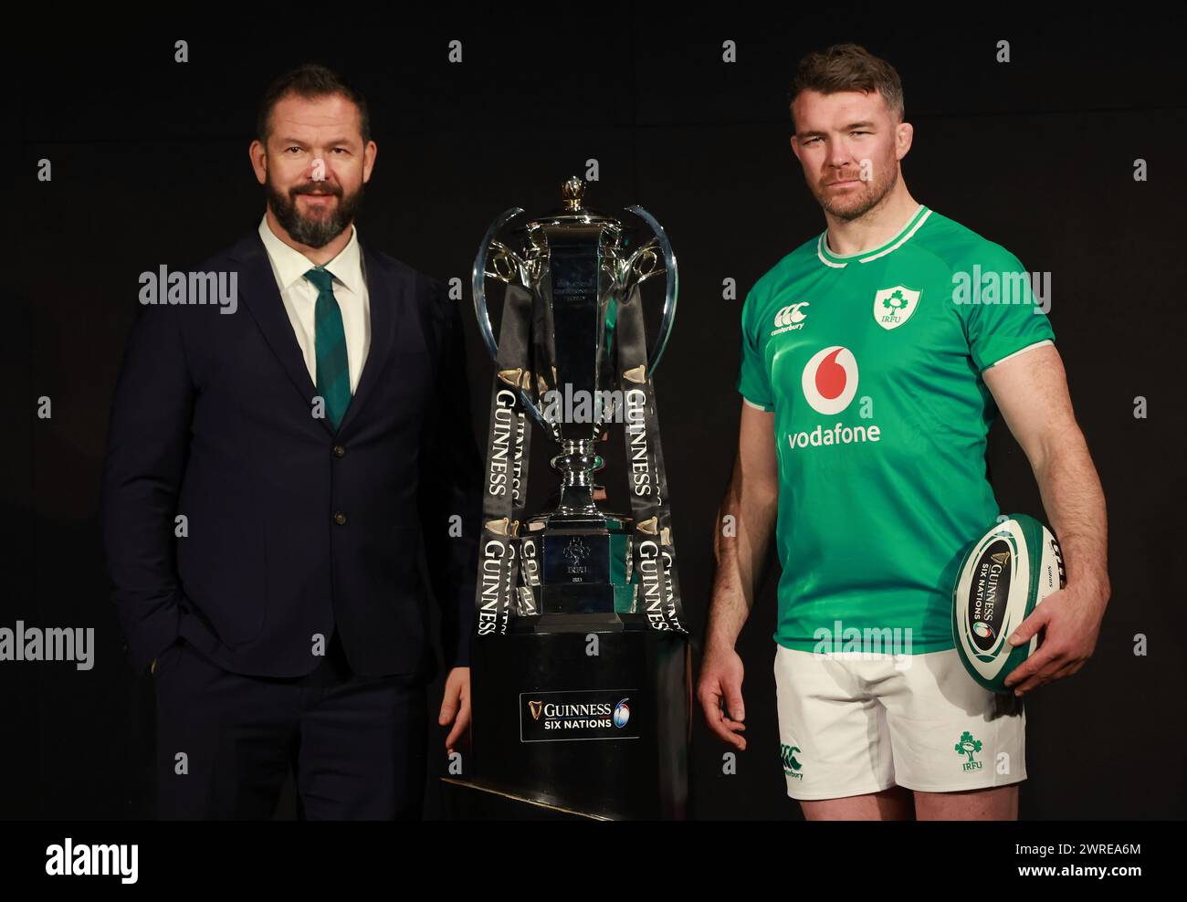 Andy Farrell, Ireland coach and Peter O'Mahony, Ireland captain pictured beside the Six Nations ...