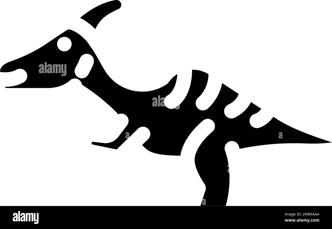 parasaurolophus dinosaur animal glyph icon vector illustration Stock ...