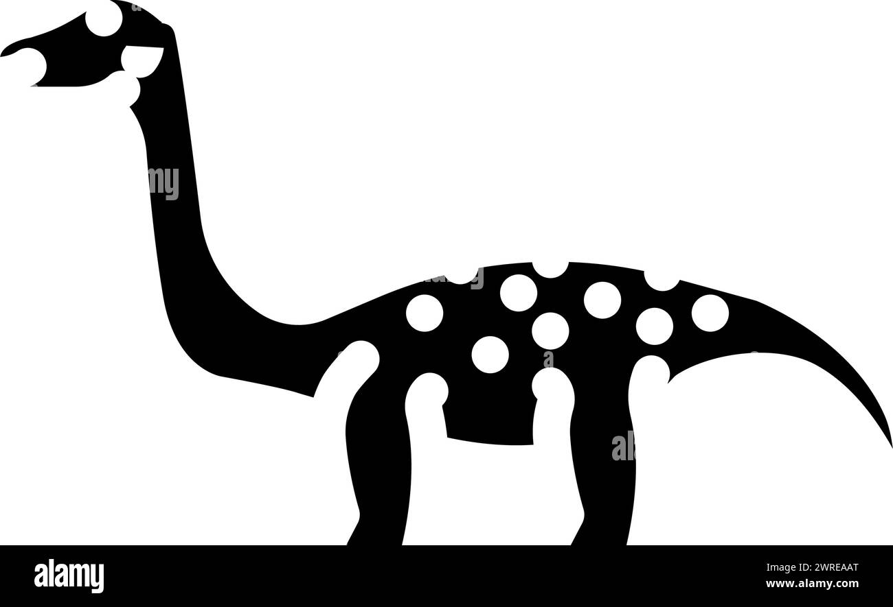 diplodocus dinosaur animal glyph icon vector illustration Stock Vector ...