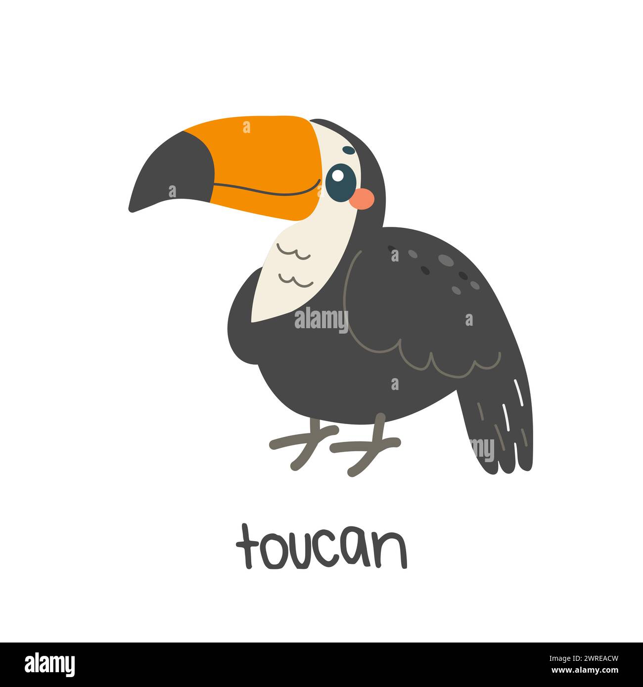Children's illustration, cute toucan, with inscription. exotic bird ...