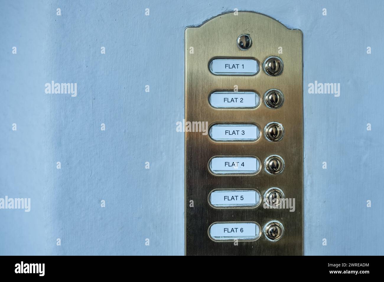 London street flat / apartments. Door entry system showing flat numbers ...