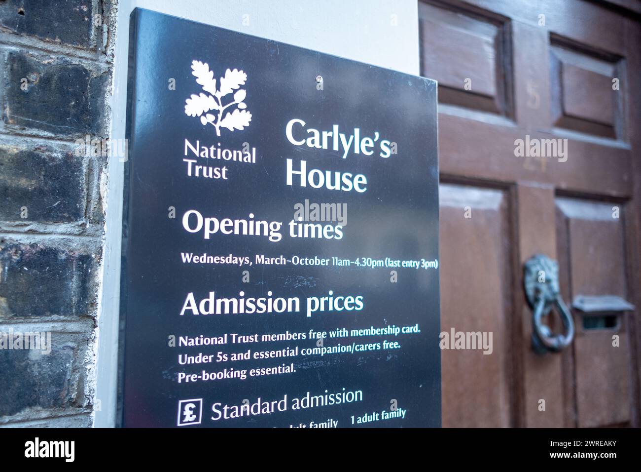 London, January 2024: Carlyle’s House museum in Chelsea west London. A ...