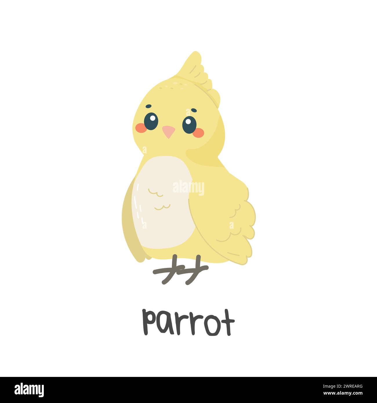 Children's illustration, cute yellow parrot, with inscription. vector ...