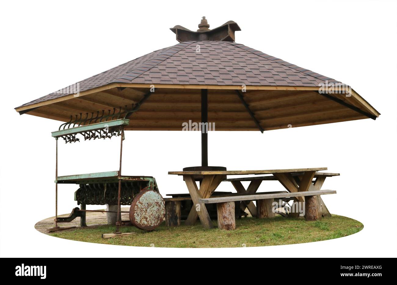 Empty wooden benches in Cut Out Stock Images & Pictures - Alamy