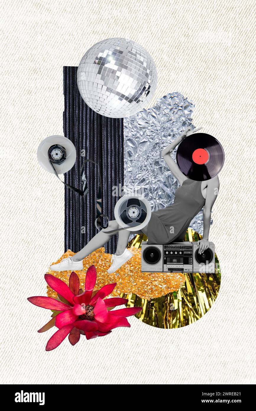 Psychedelic photo collage artwork of woman in dress anonymous vinyl ...