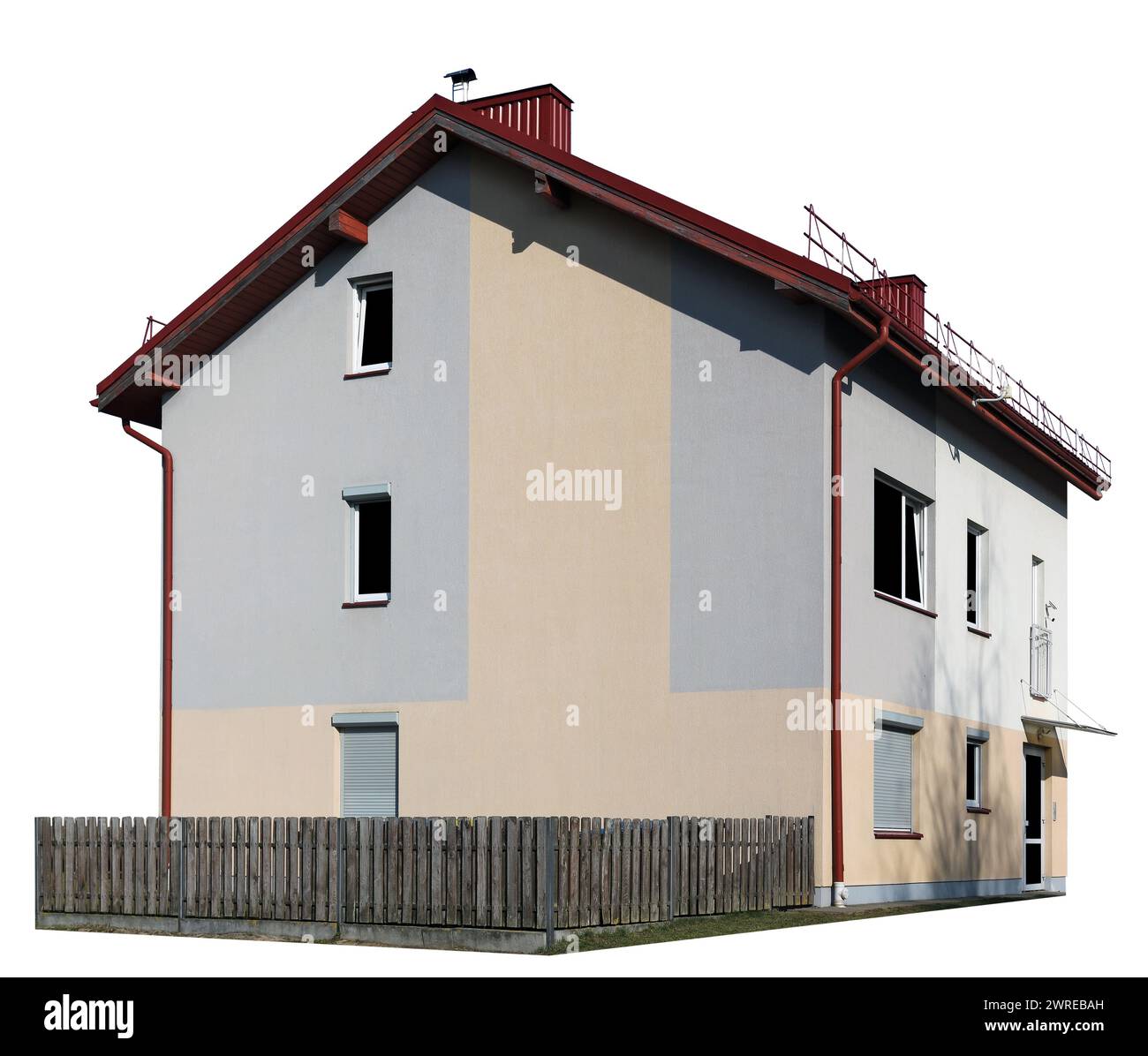 Standard rural two-story house. Isolated on white Stock Photo - Alamy