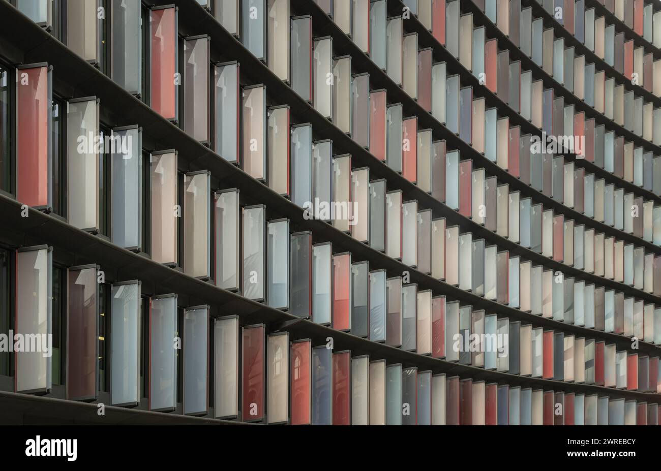 London, UK - Feb 27, 2024 - Colourful panels on the exterior on Modern ...