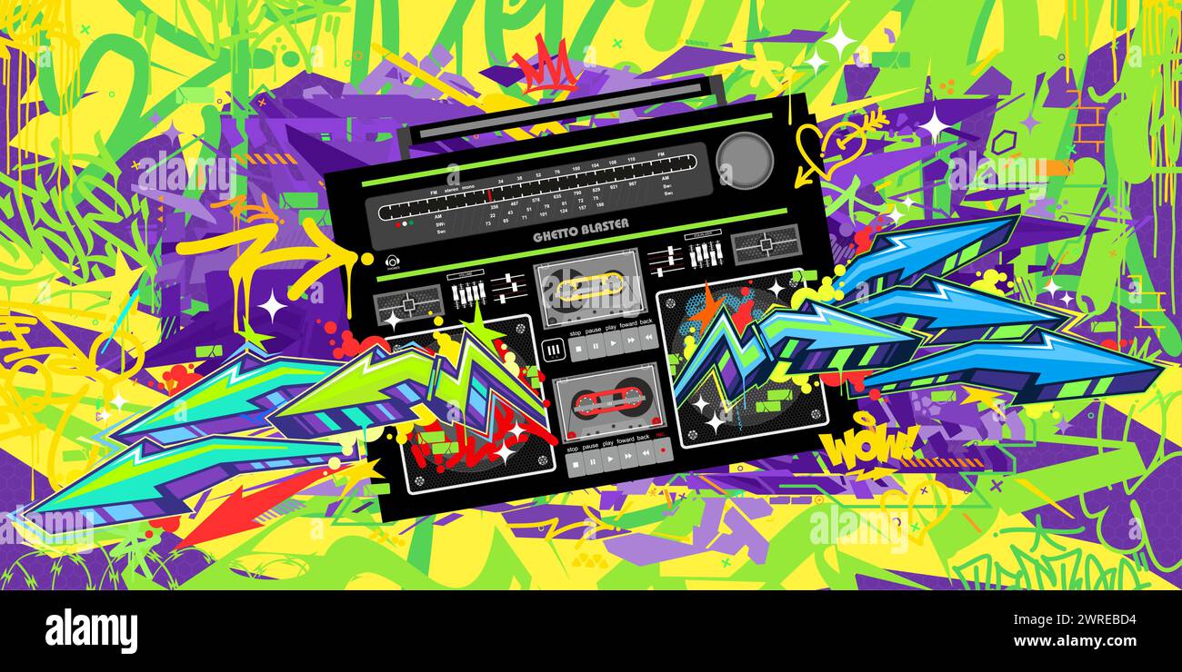 Colorful Abstract Detailed Ghetto Blaster Urban Style Hiphop Graffiti ...