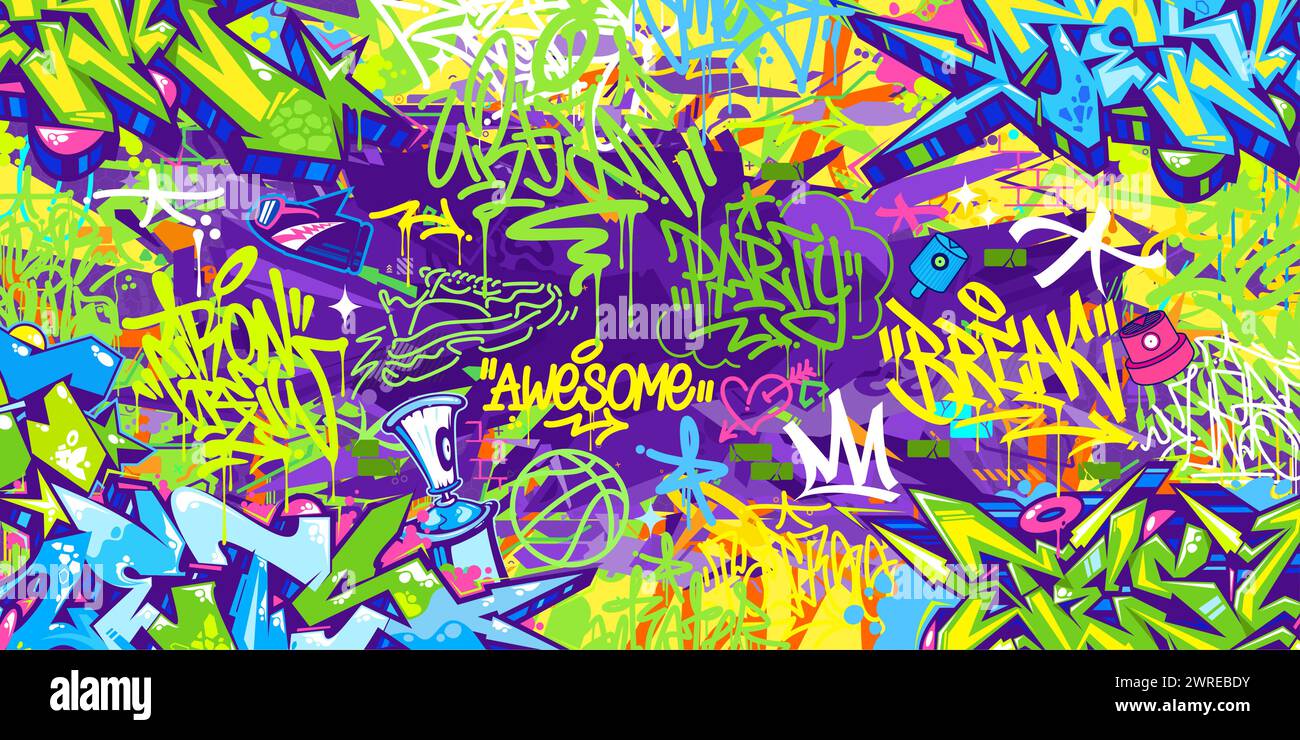 Colorful Abstract Urban Style Hiphop Graffiti Street Art Vector ...