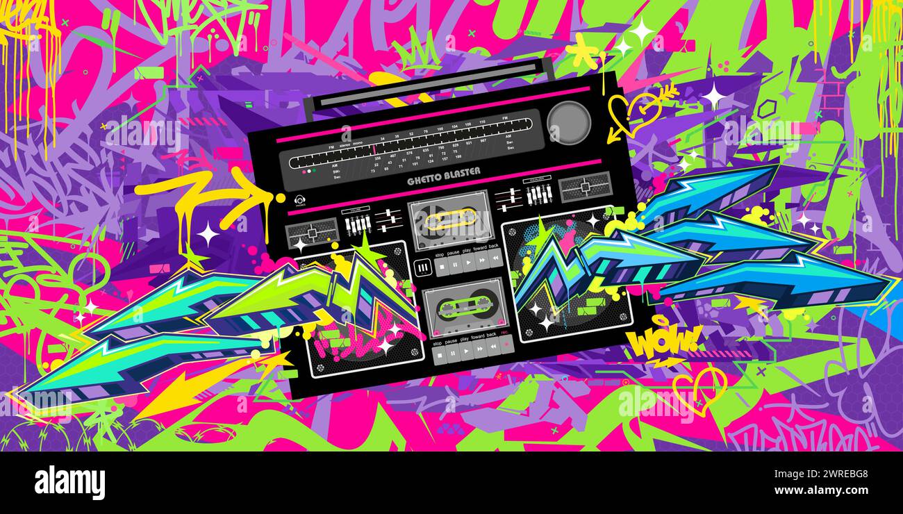 Trendy Abstract Detailed Ghetto Blaster Urban Style Hiphop Graffiti ...