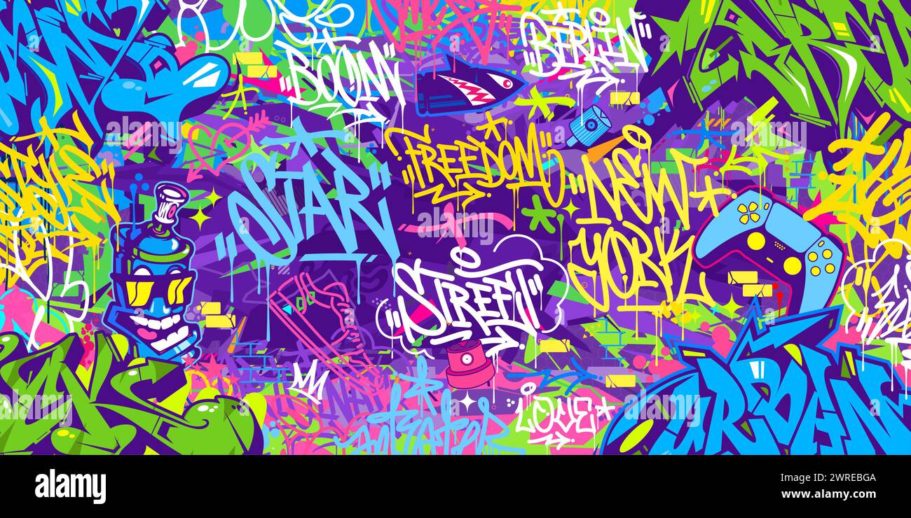Trendy Abstract Urban Style Hiphop Graffiti Street Art Vector ...