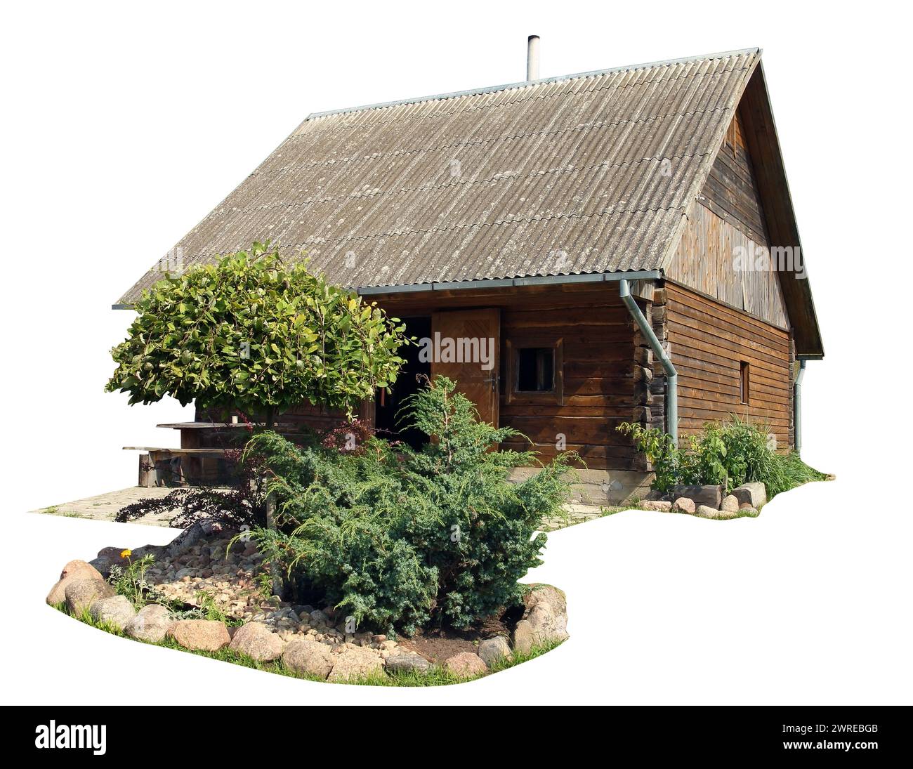 House garage with trees Cut Out Stock Images & Pictures - Alamy