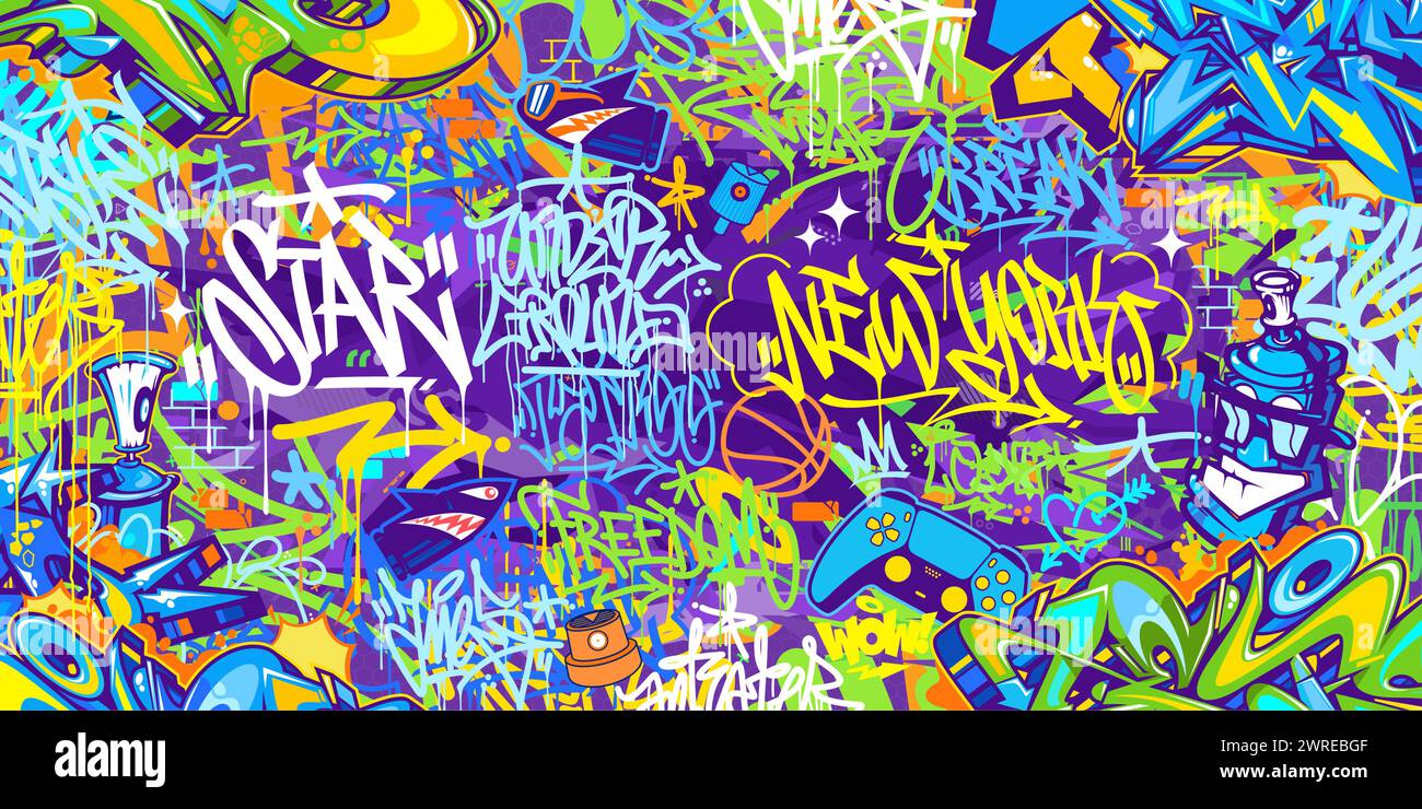 Abstract Urban Style Hiphop Graffiti Street Art Vector Illustration ...