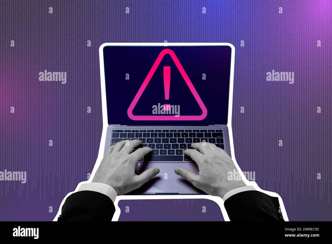 Composite 3D photo collage trend of black white silhouette hacker man ...