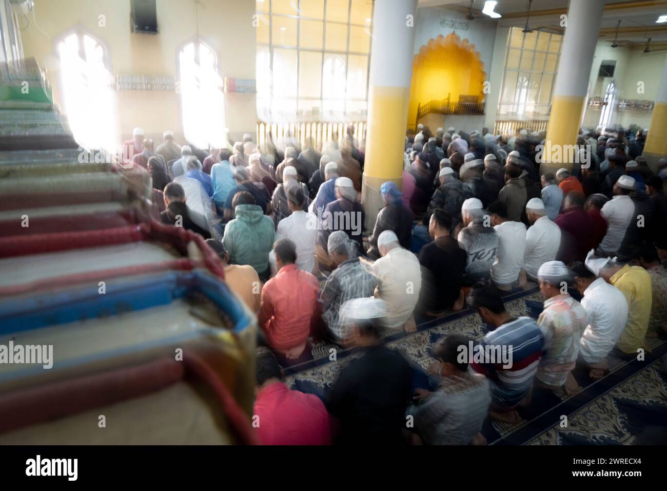 Nepalese Muslims offer prayers at the Jame Mosque on the first day of ...