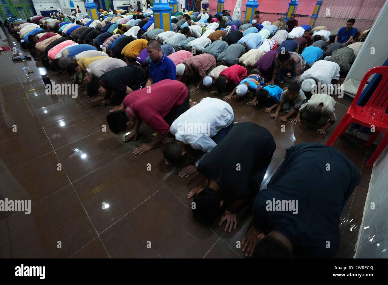 Muslims are performing the first 'Tarawih' prayer at the beginning of ...