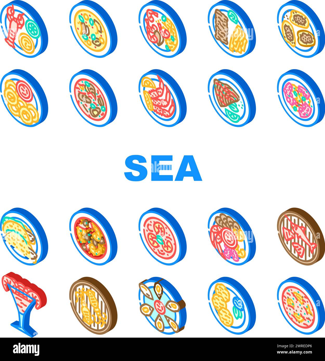 sea cuisine fish cook icons set vector Stock Vector Image & Art - Alamy
