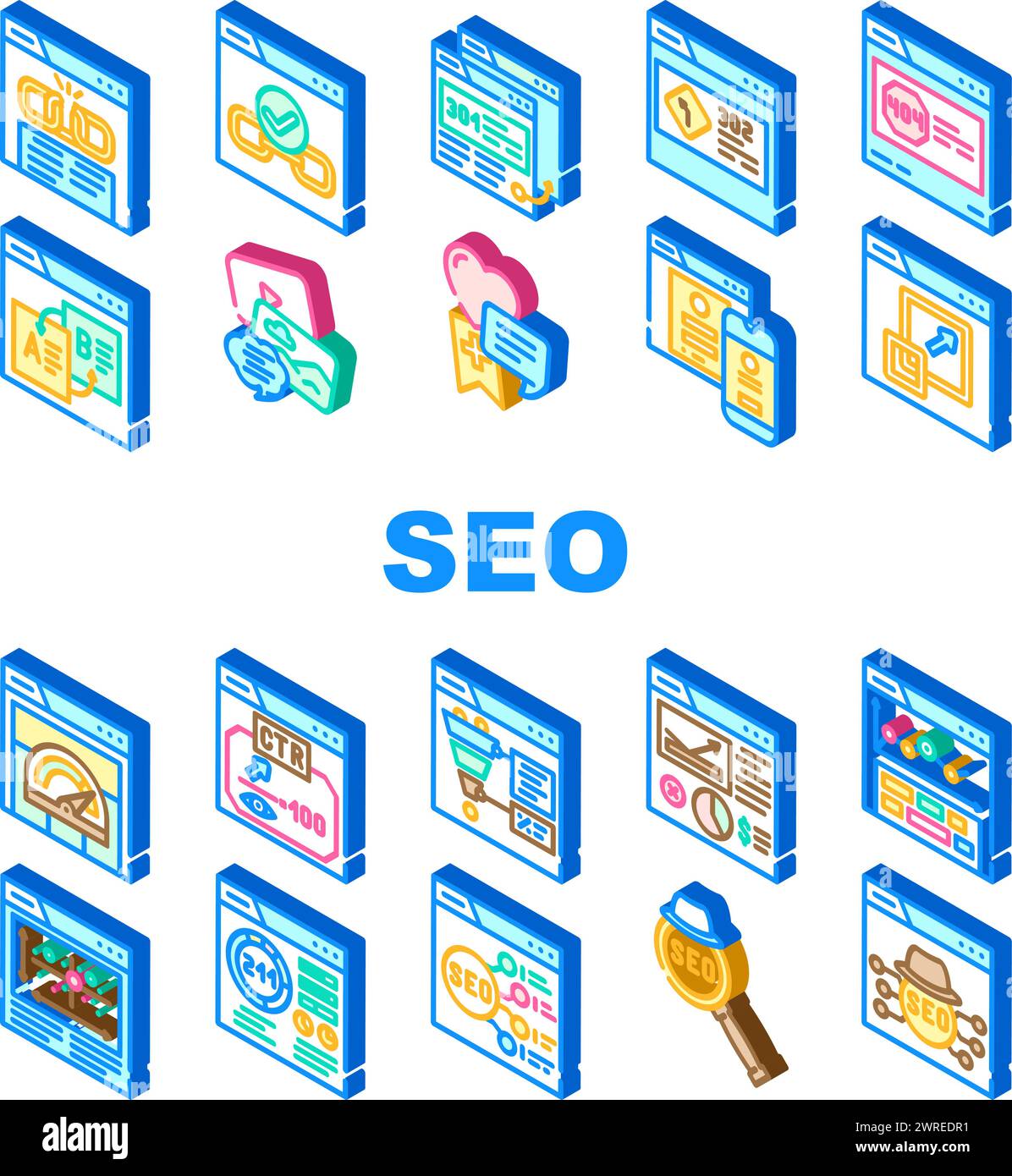seo web tech business digital icons set vector Stock Vector Image & Art ...