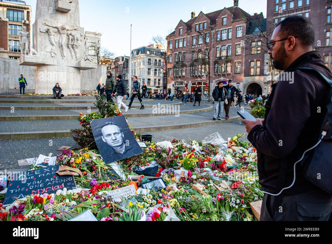 A man is seen visiting the memorial of Alexei Navalny. Three weeks ...