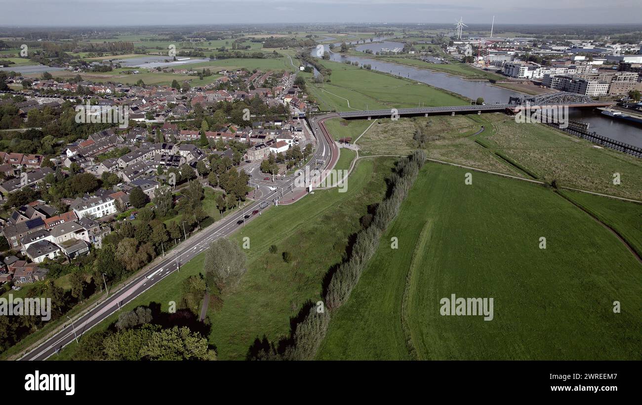 Dutch landscape aerial countryside suburb small town residential ...