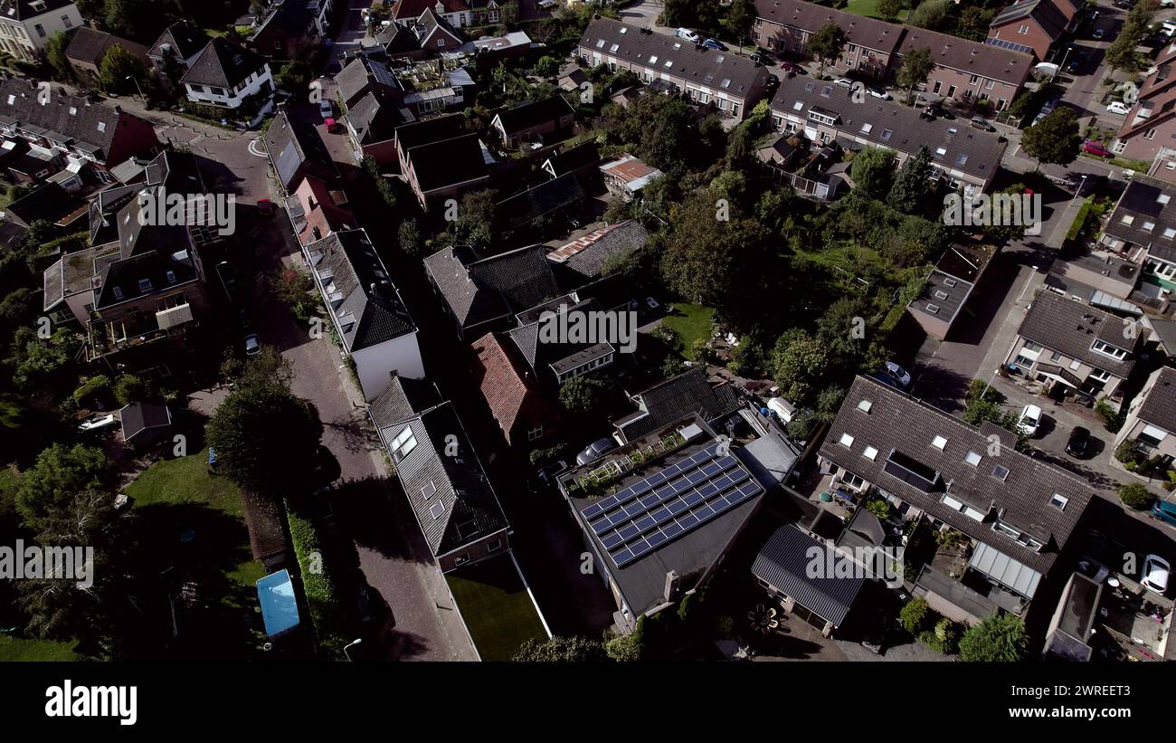 Dutch landscape aerial countryside suburb small town residential ...