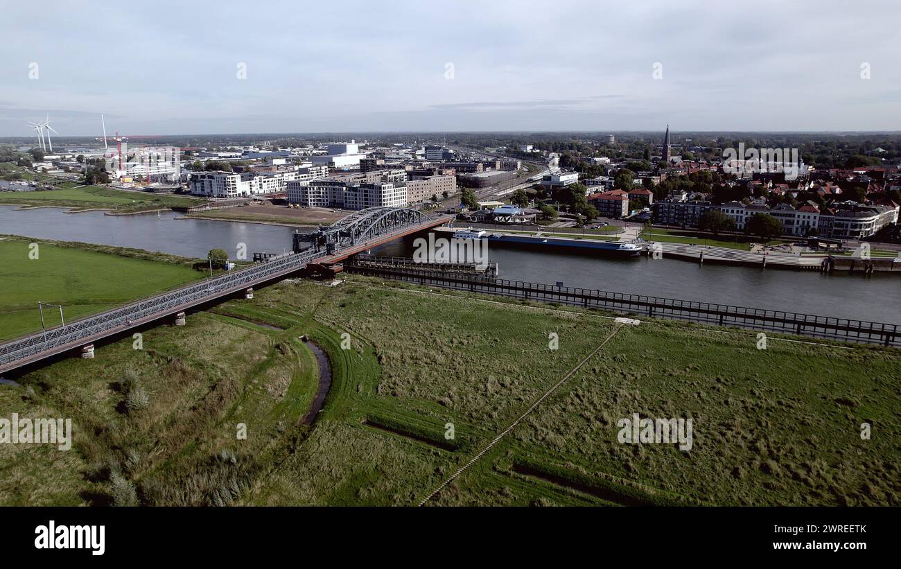 Dutch landscape aerial countryside suburb small town residential ...