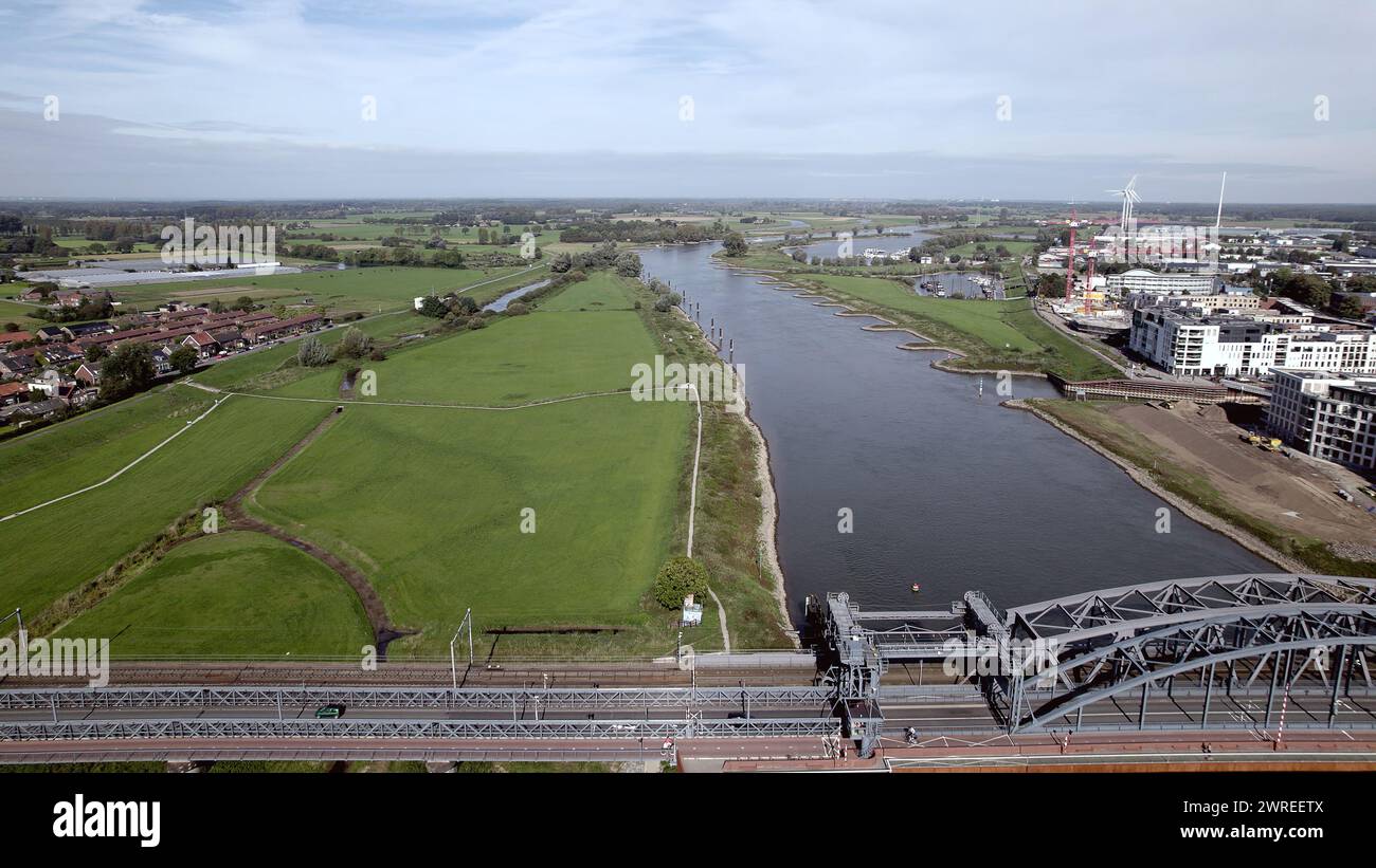 Dutch landscape aerial countryside suburb small town residential ...