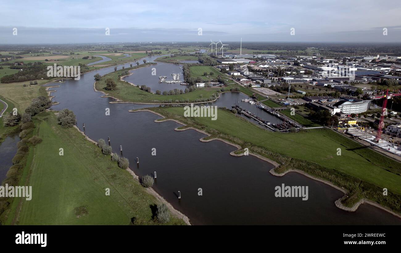 Dutch landscape aerial countryside suburb small town residential ...