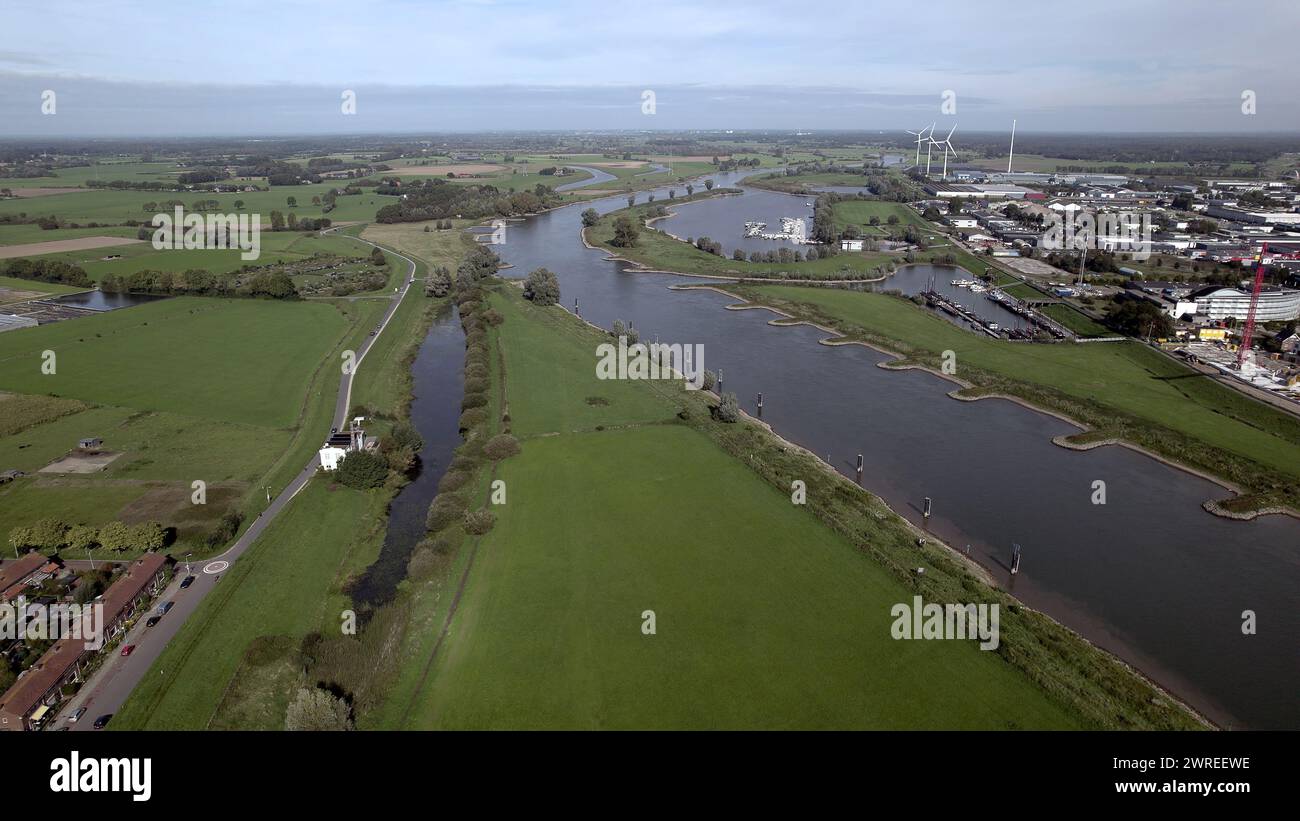 Dutch landscape aerial countryside suburb small town residential ...