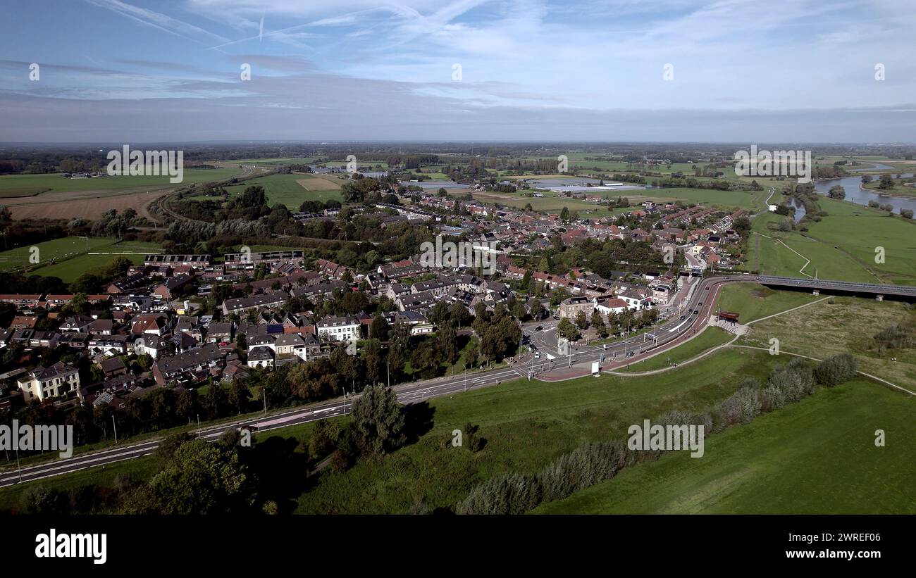 Dutch landscape aerial countryside suburb small town residential ...