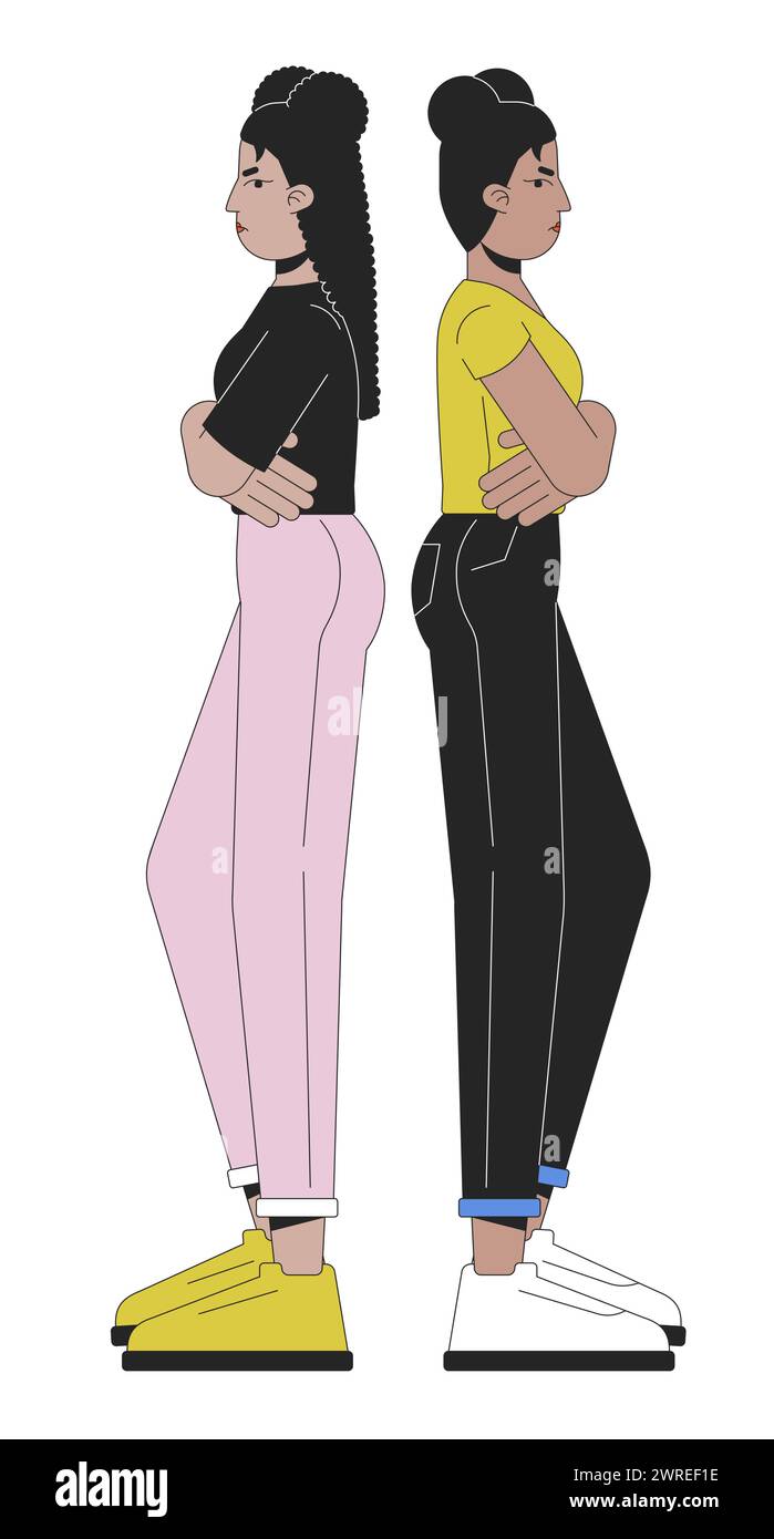 Disagreement Conflict Friends Line Cartoon Flat Illustration Stock