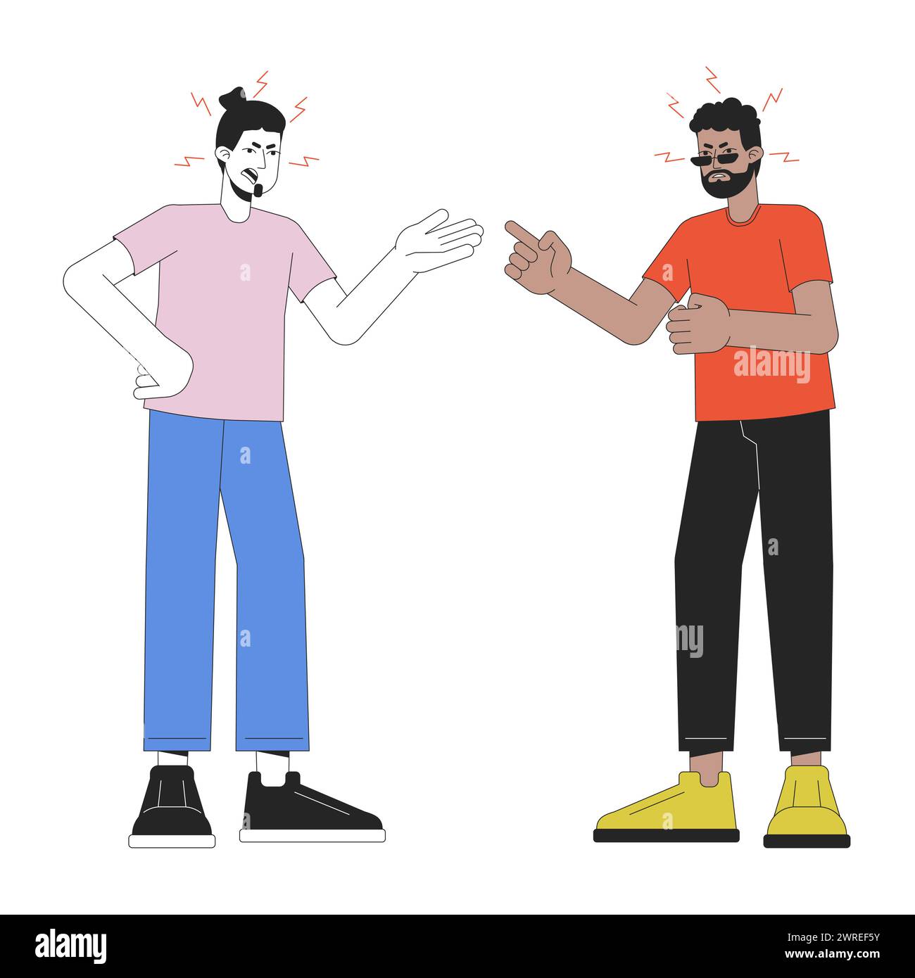 Two men arguing line cartoon flat illustration Stock Vector Image & Art ...