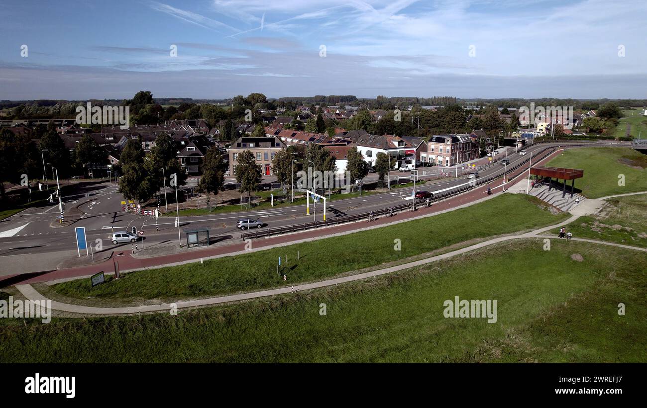 Dutch landscape aerial countryside suburb small town residential ...