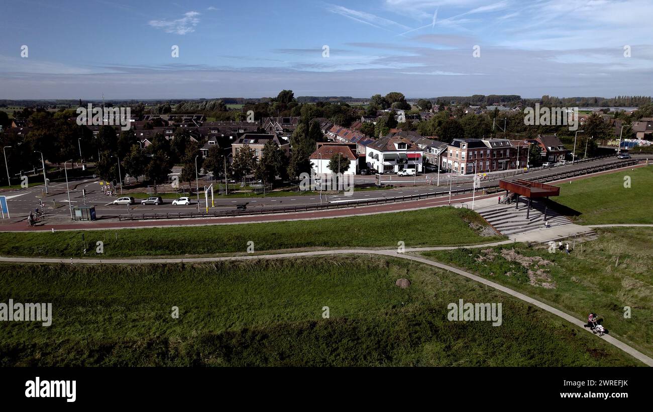 Dutch landscape aerial countryside suburb small town residential ...