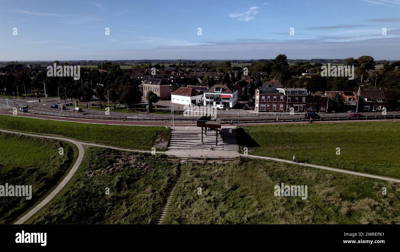 Dutch landscape aerial countryside suburb small town residential ...