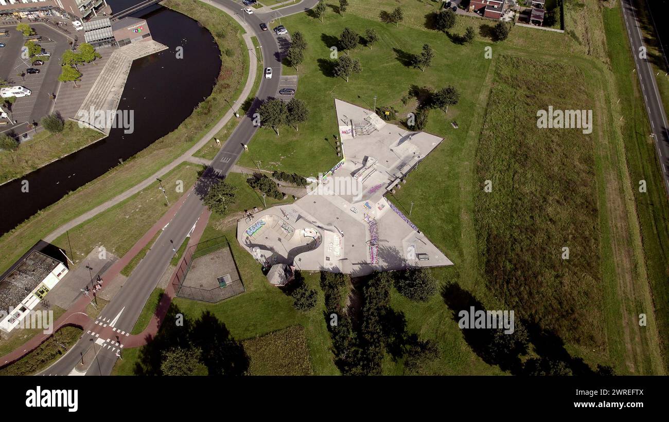 Dutch landscape aerial countryside suburb small town residential ...