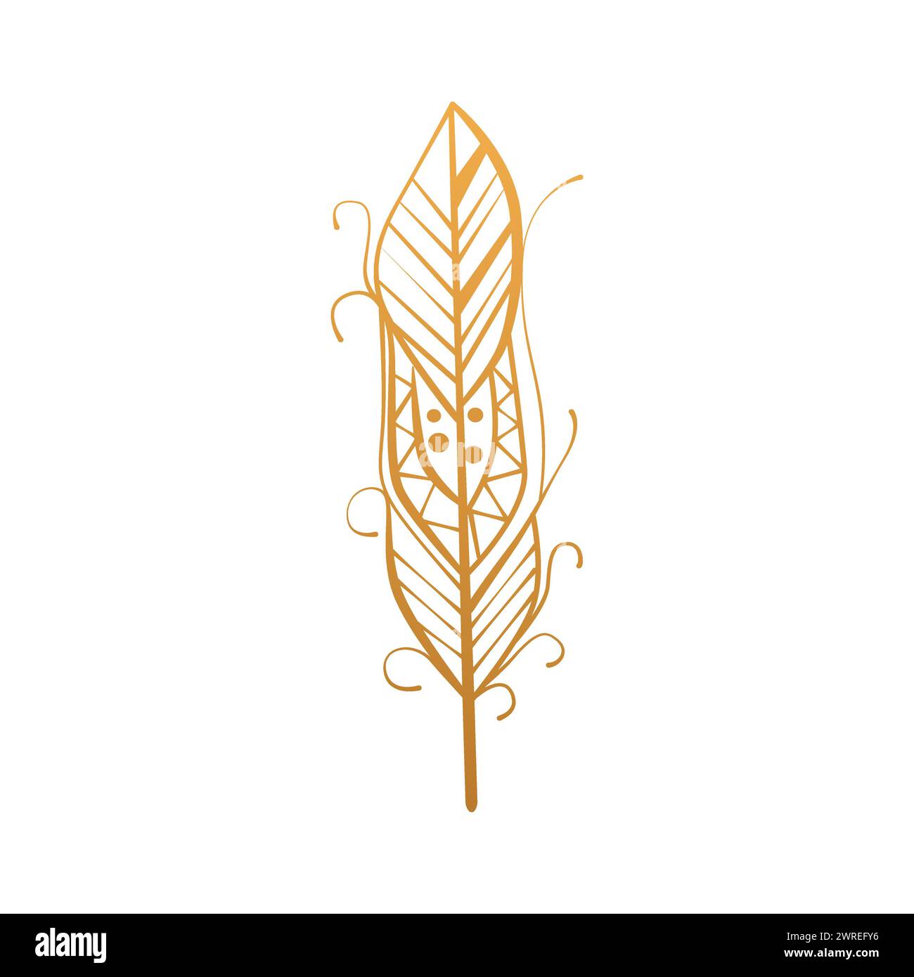Gold feather of bird, golden gradient line decorative texture and ...