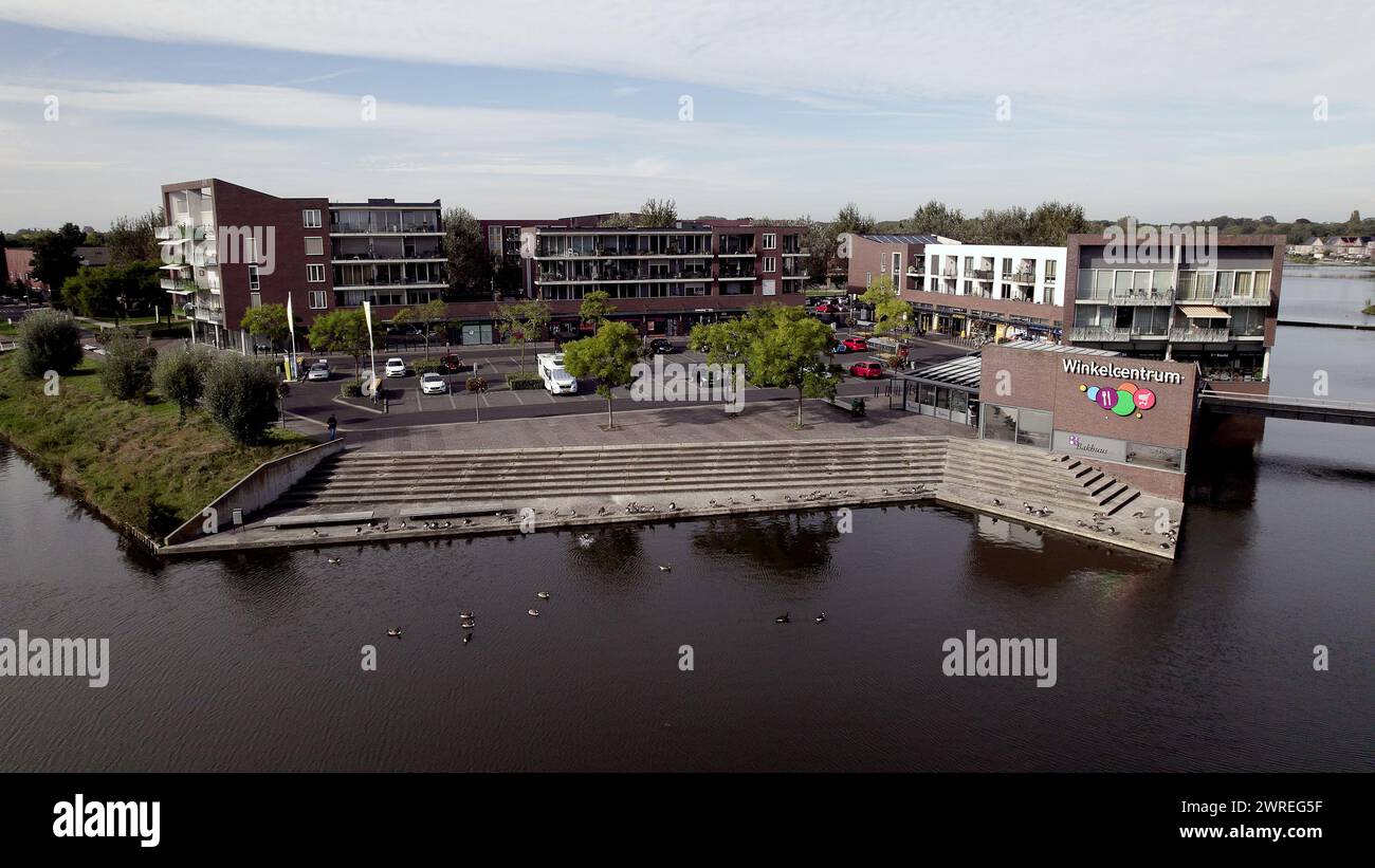 Dutch landscape aerial countryside suburb small town residential ...