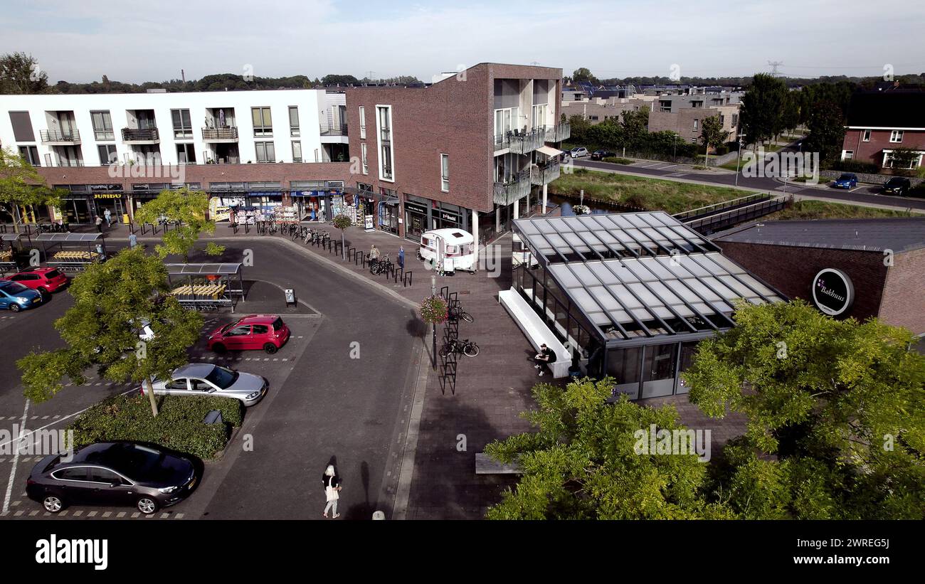 Dutch landscape aerial countryside suburb small town residential ...