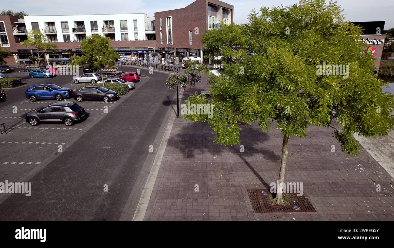 Dutch landscape aerial countryside suburb small town residential ...