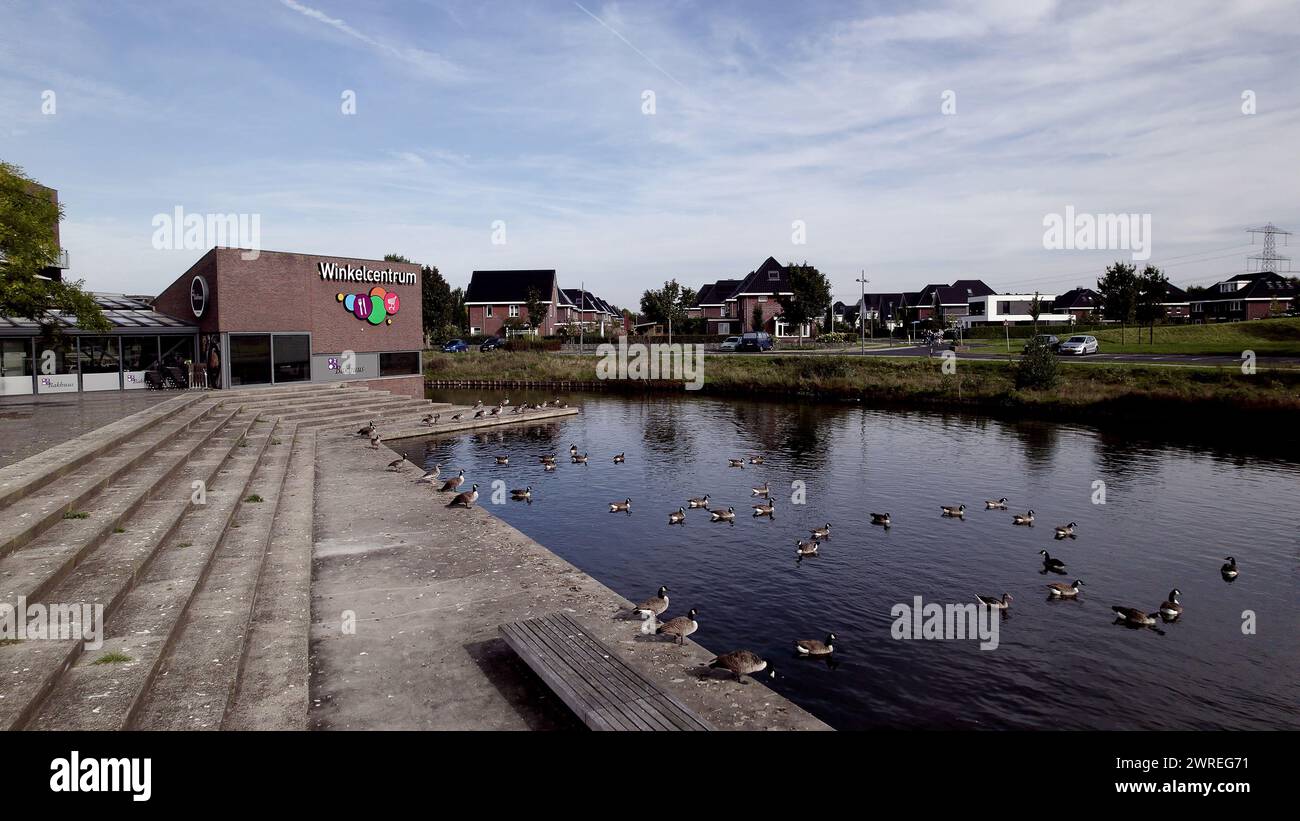 Dutch landscape aerial countryside suburb small town residential ...