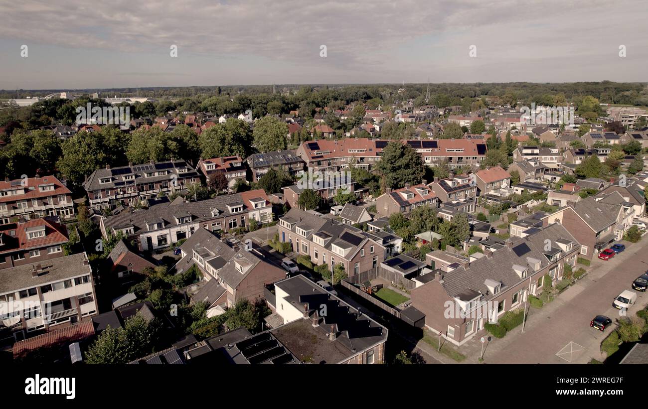 Dutch landscape aerial countryside suburb small town residential ...