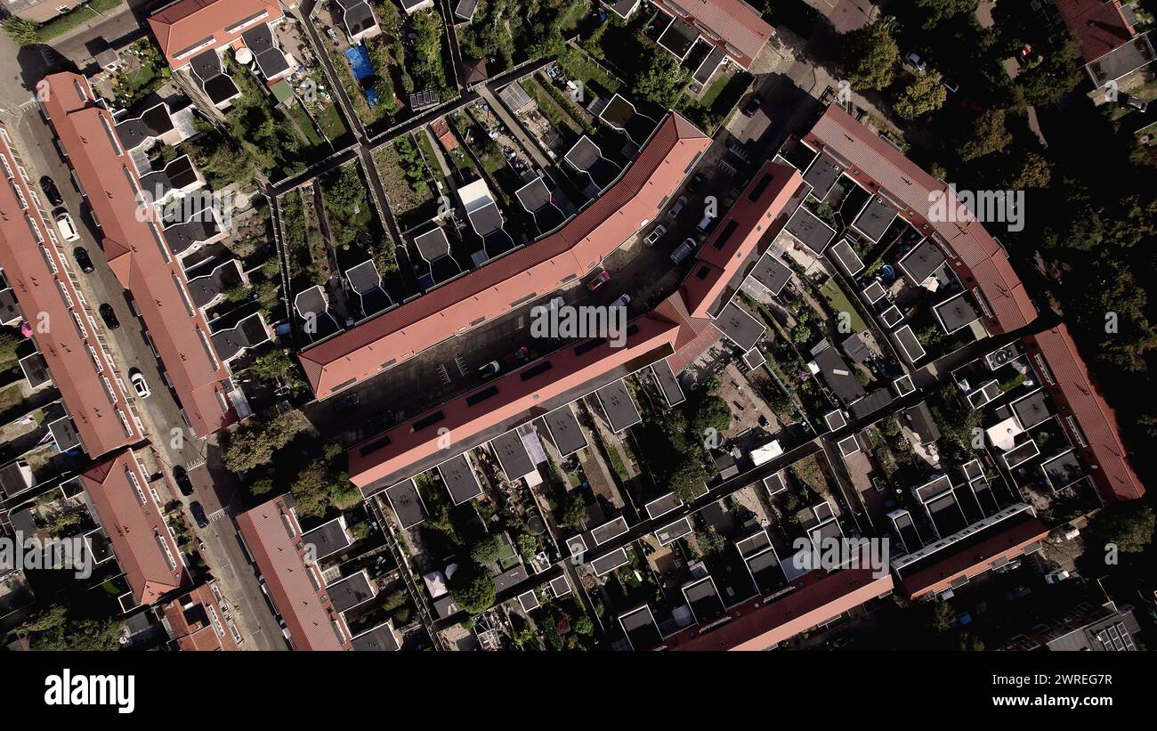 Dutch landscape aerial countryside suburb small town residential ...