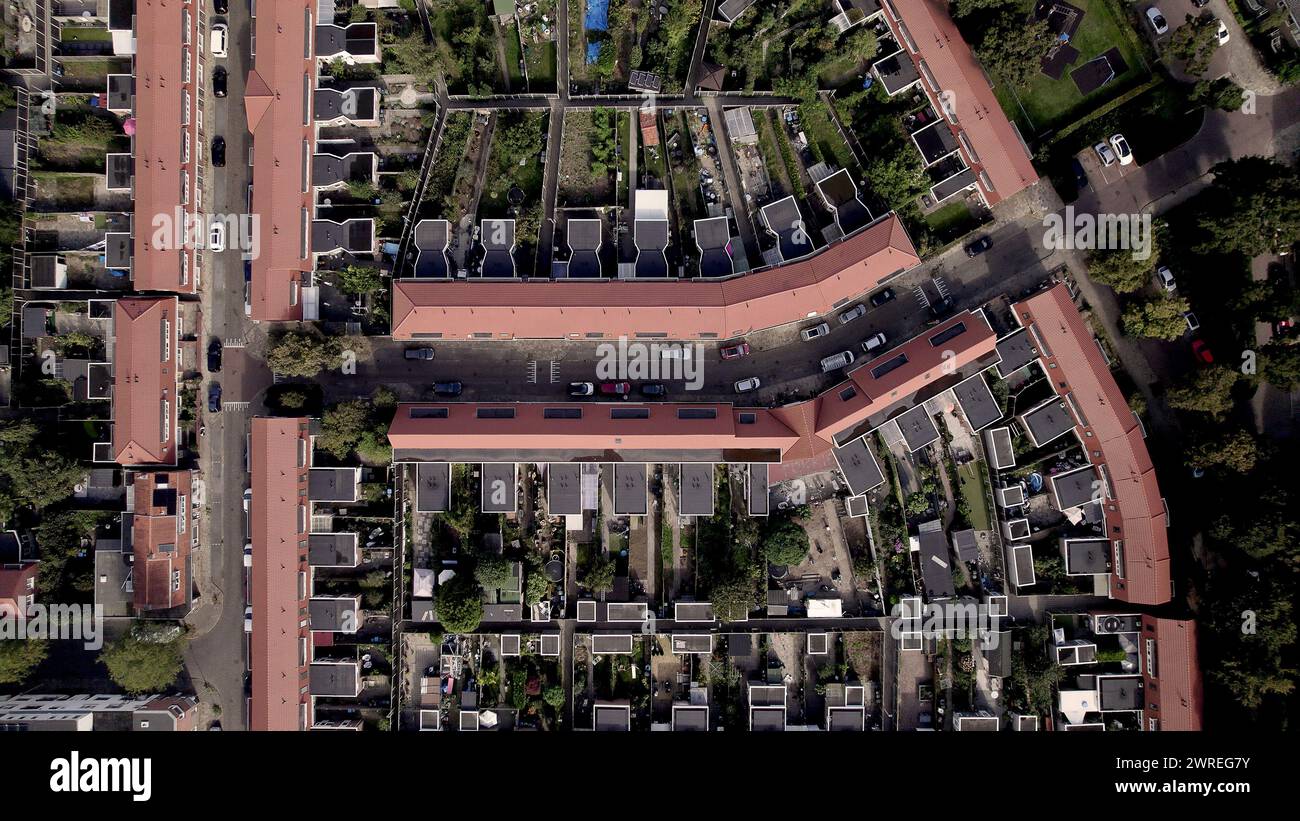 Dutch landscape aerial countryside suburb small town residential ...