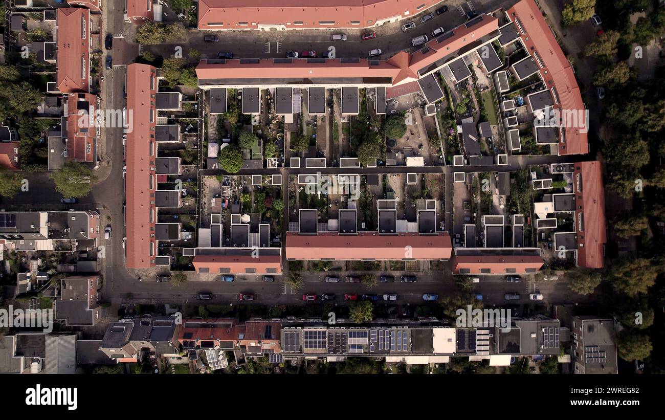 Dutch landscape aerial countryside suburb small town residential ...